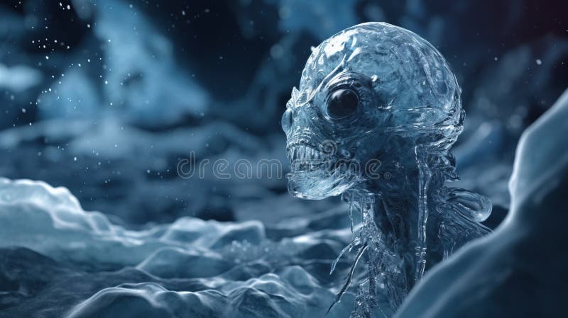 Alien Creature Frozen in Ice. a Sci-fi Monster in a Research Facility ...
