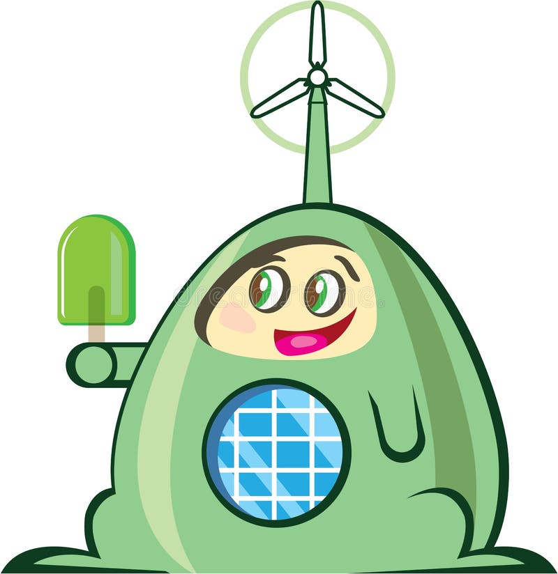 Alien Creature with Ice Cream Vector Stock Vector - Illustration of ...