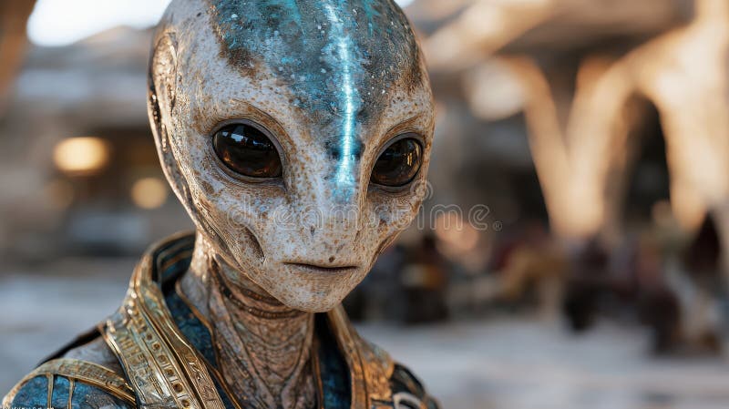 Alien Creature with Intricate Golden Armor Stock Illustration ...