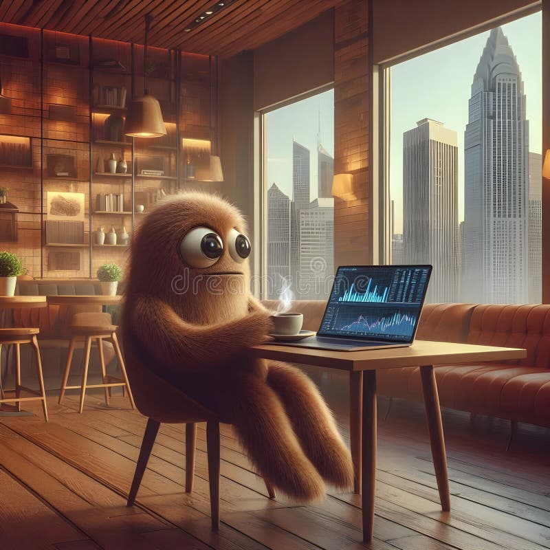 An Alien Creature Sitting in a Modern Room Stock Illustration ...
