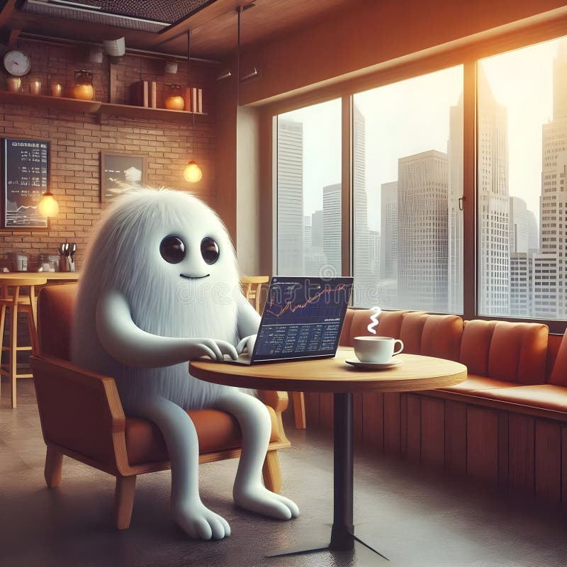 An Alien Creature Sitting in a Modern Room Stock Illustration ...