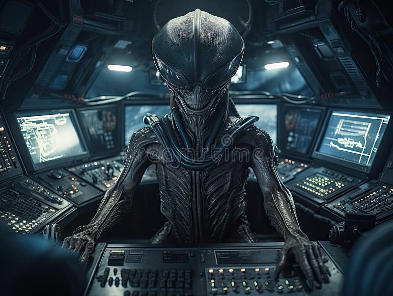Alien Creature in a Spaceship. Stock Illustration - Illustration of ...