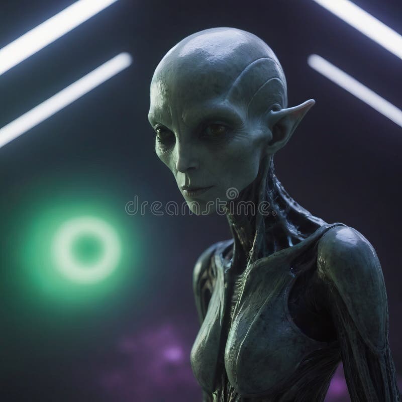 Alien Creature on Spaceship Stock Illustration - Illustration of view ...