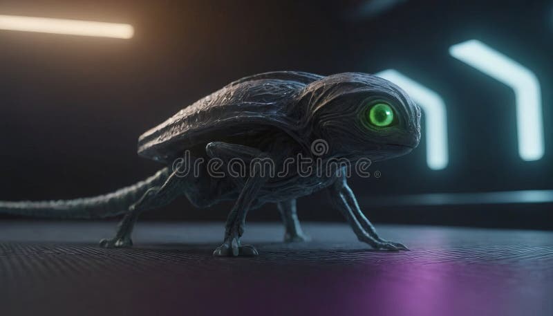 Alien Creature on Spaceship Stock Illustration - Illustration of ship ...