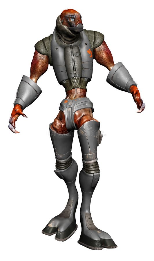 Alien Creature In Steel Armor Stock Illustration - Illustration of ...
