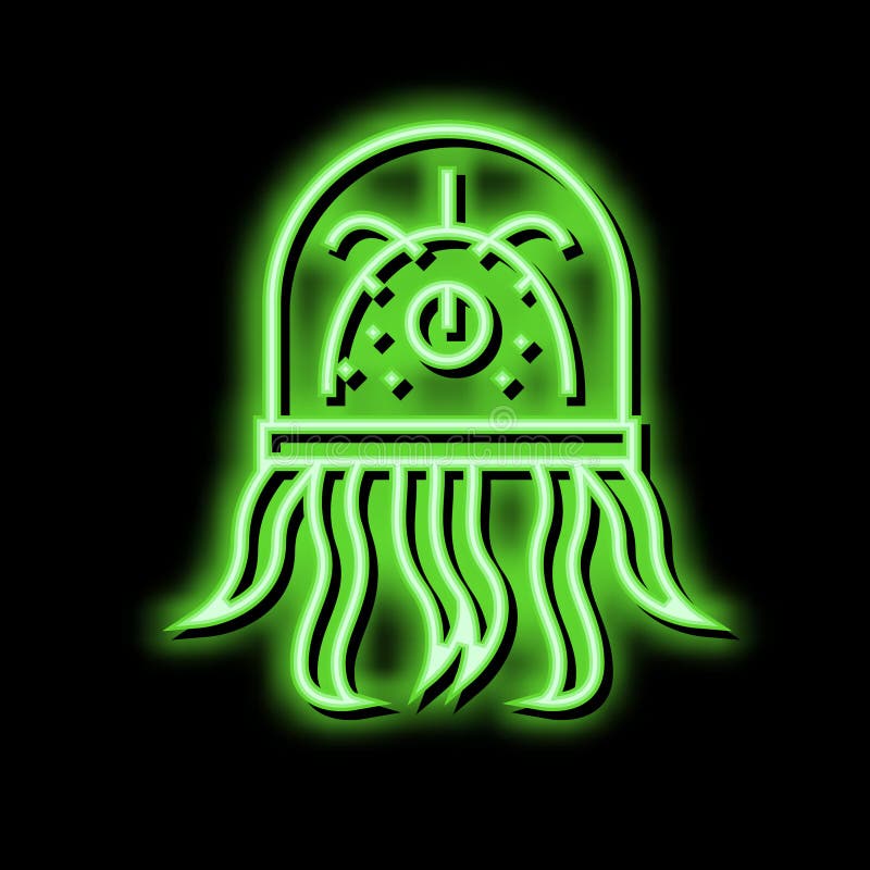 Alien Creature with Tentacles Neon Glow Icon Illustration Stock Vector ...