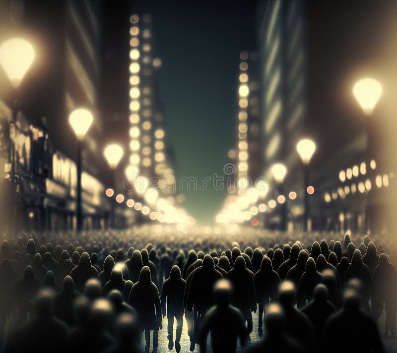 Alien Crowd on the Street. Monster Invaders in Sci-fi Scene. Generated ...