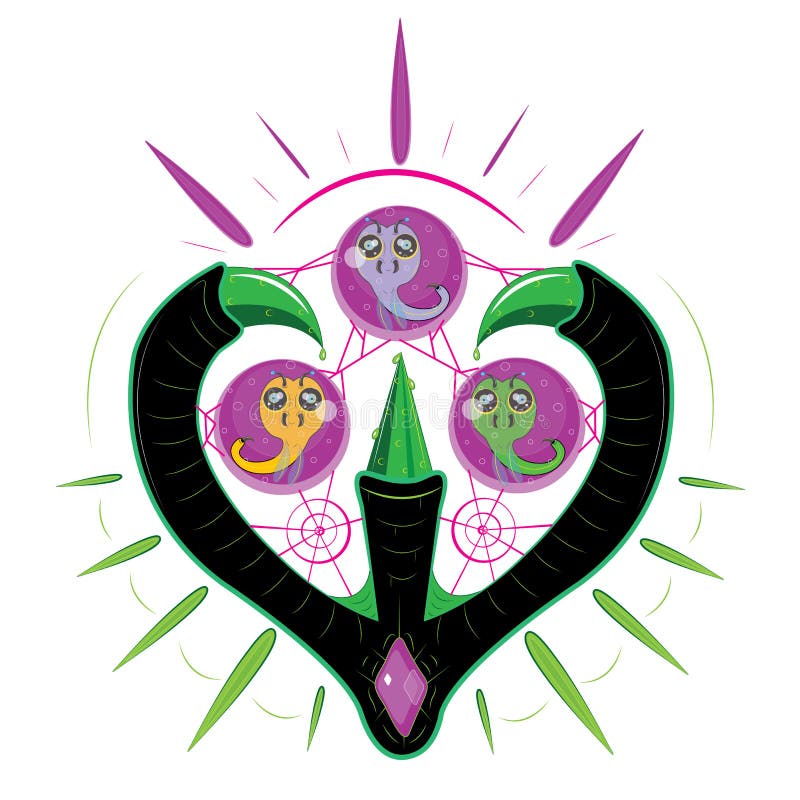 The alien cubs in a nest stock vector. Illustration of wings - 96829337