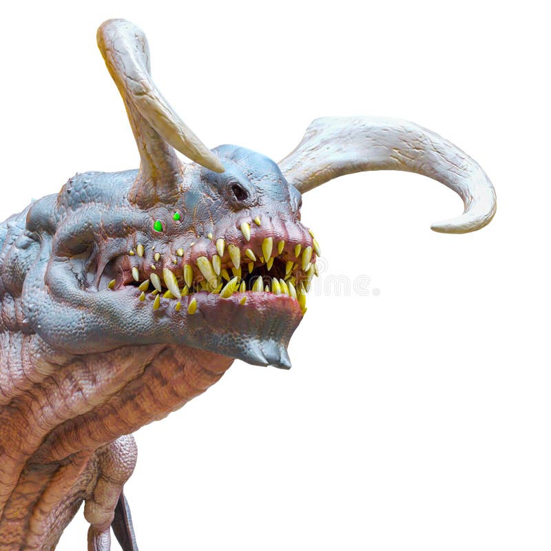 Alien Dinosaur Id Profile in a White Background Side View Stock ...
