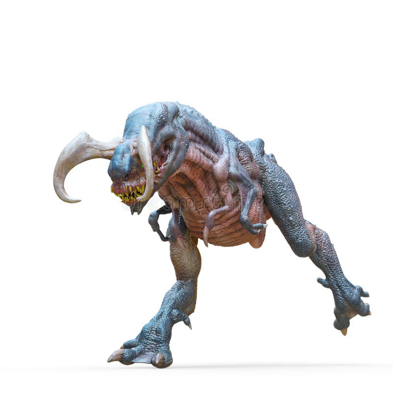 Alien Dinosaur Running in a White Background Stock Illustration ...