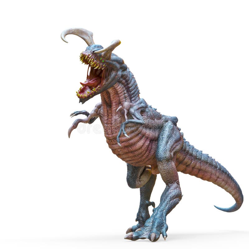 Alien Dinosaur Running in a White Background Side View Stock ...