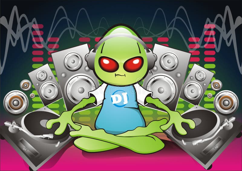 Alien DJ stock illustration. Illustration of floor, meditation - 8717398