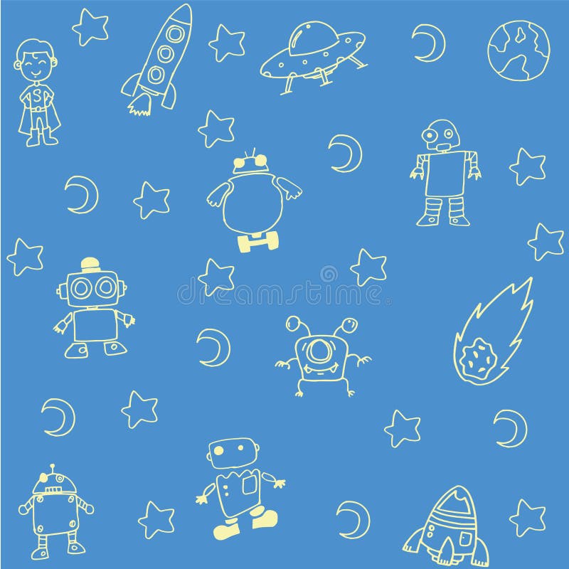 Alien Doodle Illustration Set Stock Vector - Illustration of characters ...