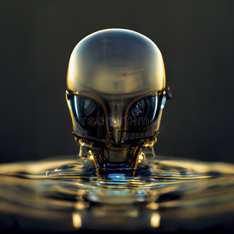 Alien Droid Coming Out of Water Stock Illustration - Illustration of ...