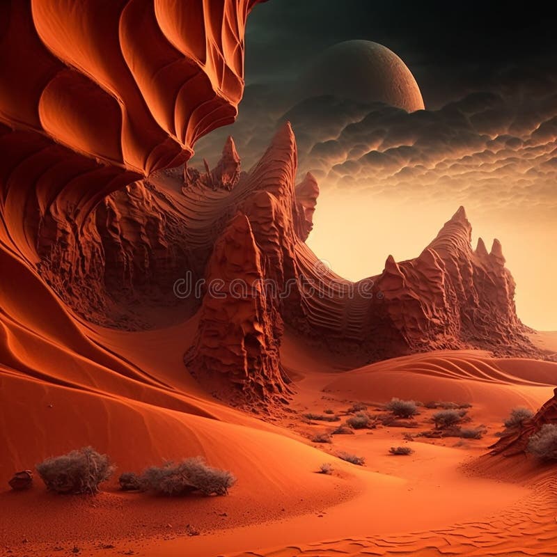 Alien Dystopian Planet Scenery. Ai Generated. Stock Illustration ...