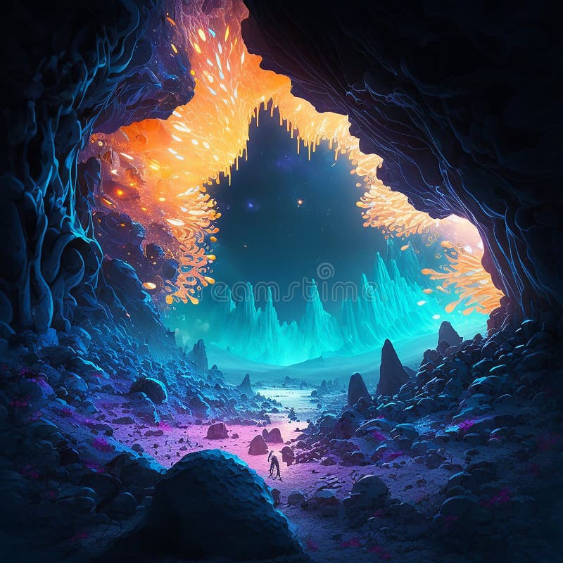 Alien Dystopian Planet Scenery. Ai Generated. Stock Illustration ...