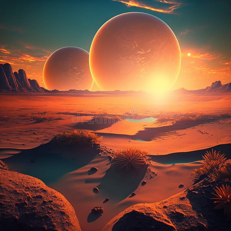 Alien Dystopian Planet Scenery. Ai Generated. Stock Illustration ...