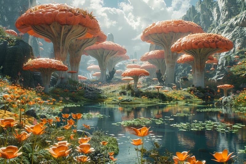 Alien Ecosystems, with Flora and Fauna Unlike Anything on Earth Stock ... Alien Ecosystems, with Flora and Fauna Unlike Anything on Earth Stock ...
