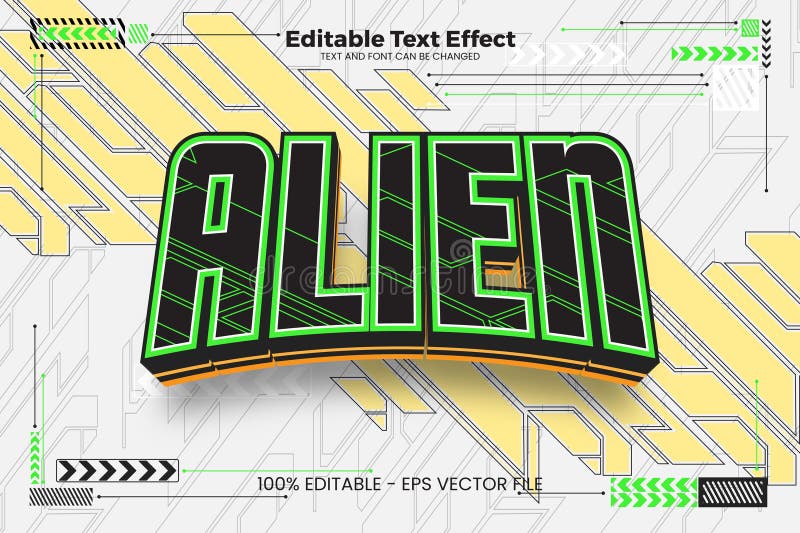 Alien Editable Text Effect in Modern Cyber Trend Style Stock Vector ...