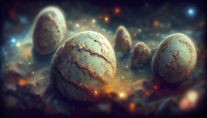 Alien Eggs on Alien Planet, Generative Ai Illustration Stock ...