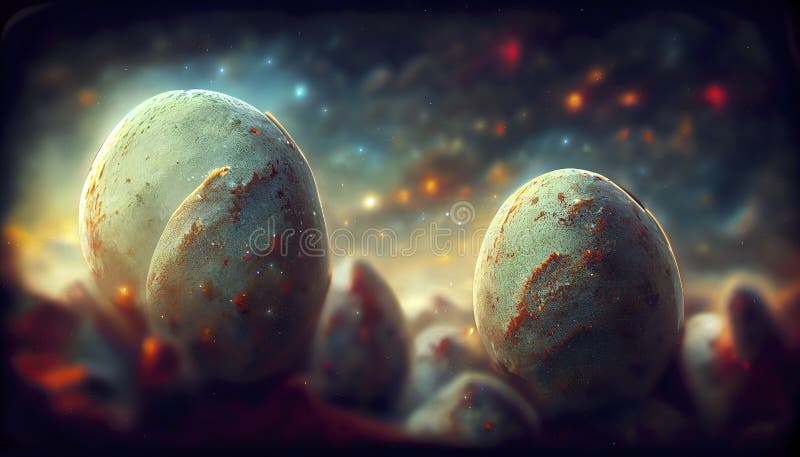 Alien Eggs on Alien Planet, Generative Ai Illustration Stock ...