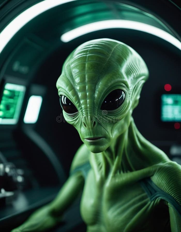 An Alien Encounter in the Void Aboard a Futuristic Spaceship during an ...