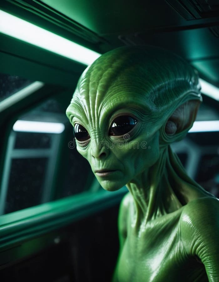 An Alien Encounter in the Void Aboard a Futuristic Spaceship during an ...