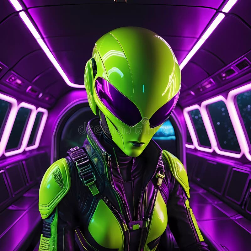 An Alien Encounter in the Void Aboard a Futuristic Spaceship during an ...
