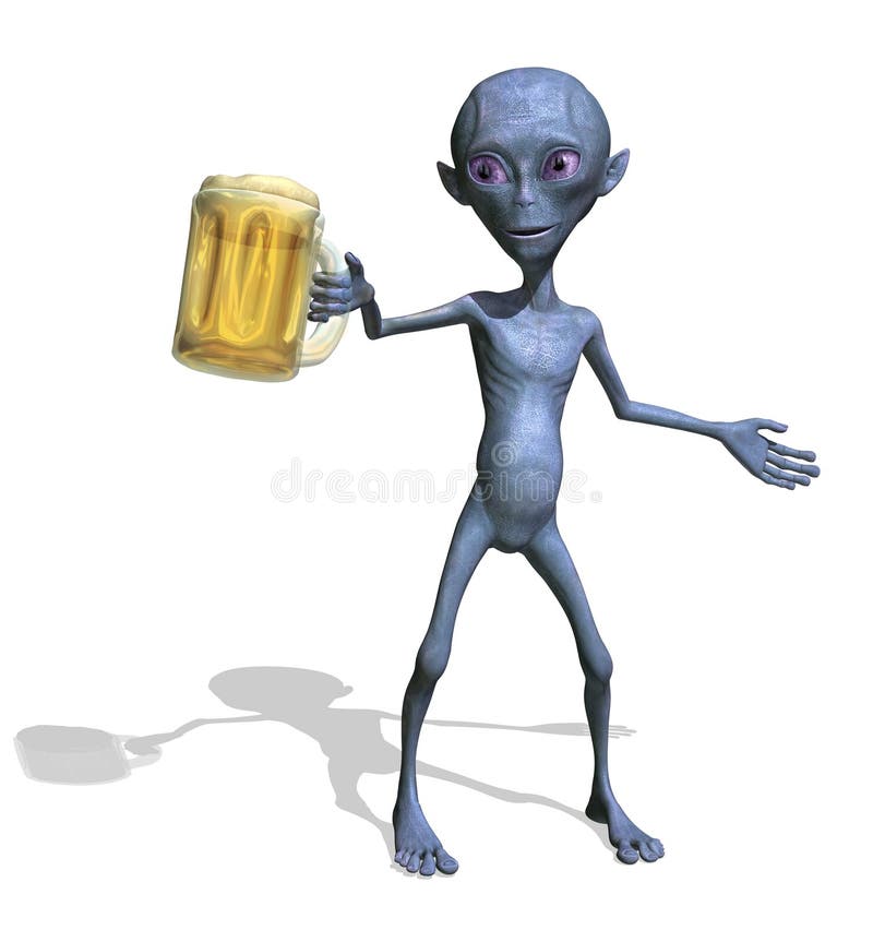 Alien Enjoying a Mug of Beer Stock Illustration - Illustration of ...