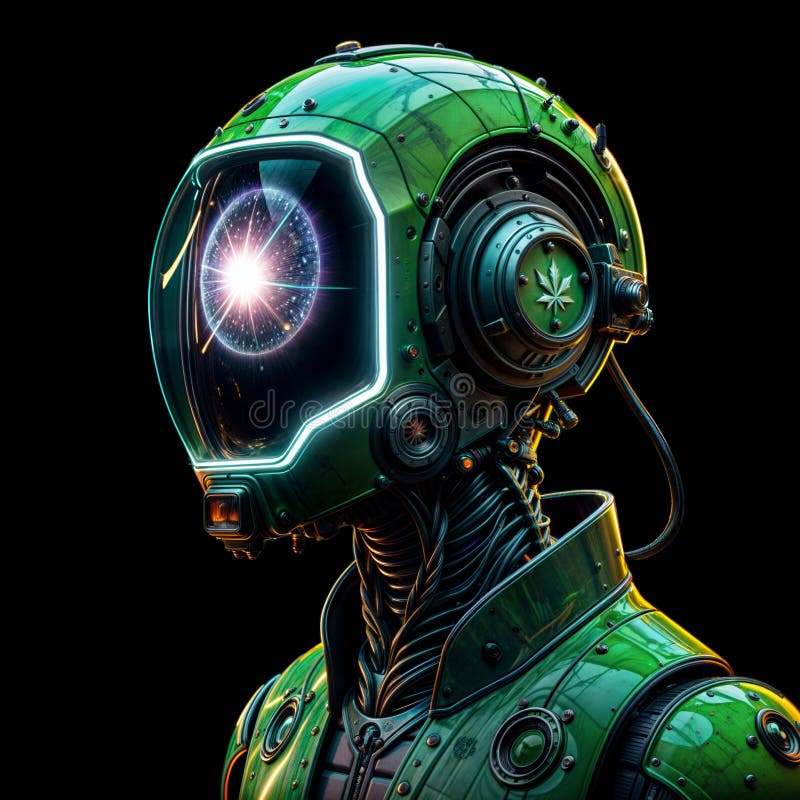 Alien Entity in a Spacesuit Stock Illustration - Illustration of green ...