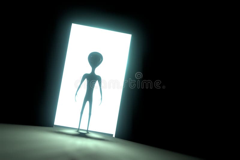 Alien at door stock vector. Illustration of future, dark - 34567561