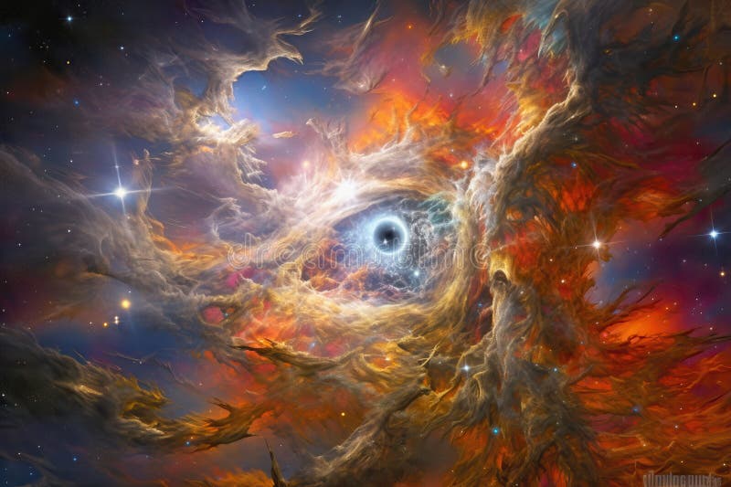 Alien Eye Emerging from Red Galaxy, AI Generated Stock Illustration ...