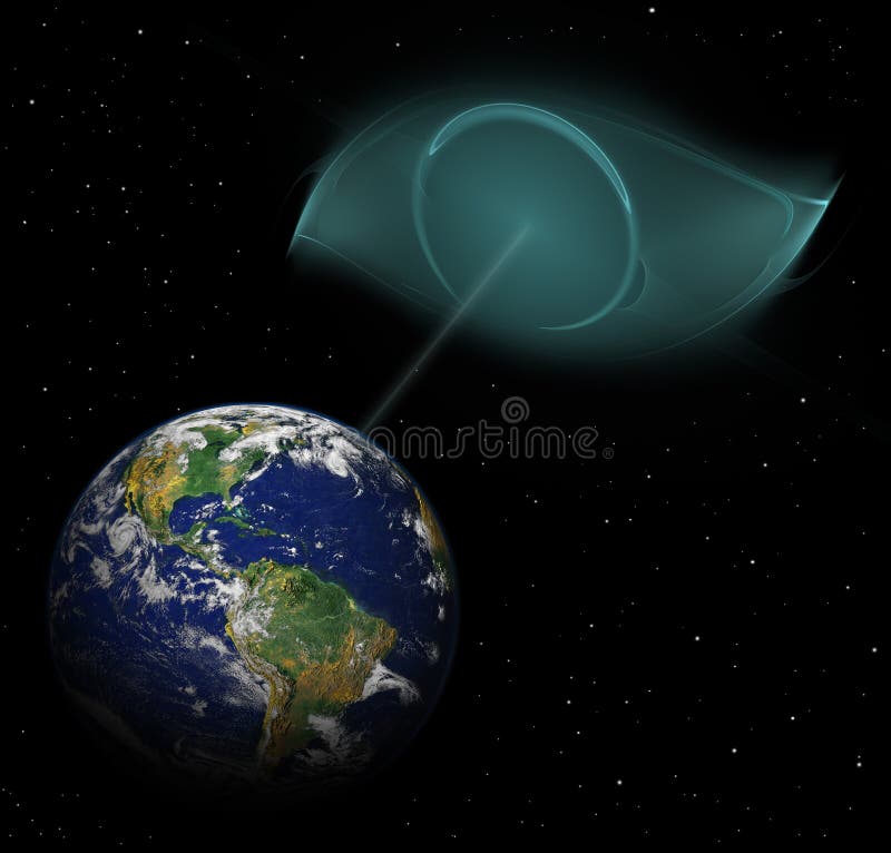 Alien Eye Looking on Earth Planet Stock Illustration - Illustration of ...