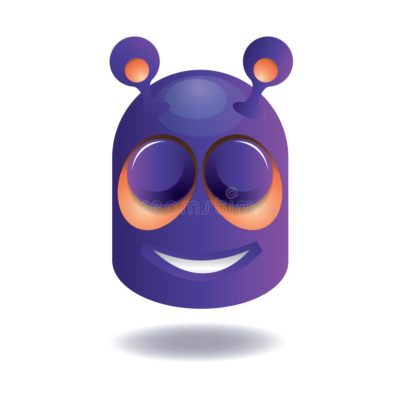 Alien with Eyes Closed and Smiling. Vector Illustration Decorative ...