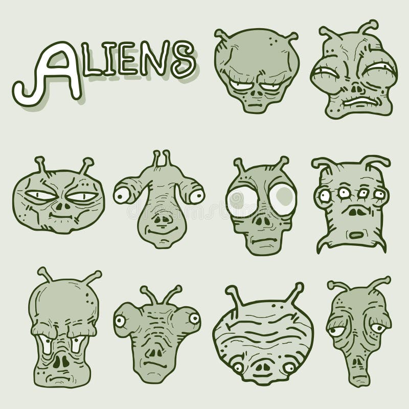 Alien face collection stock vector. Illustration of happy - 29372119