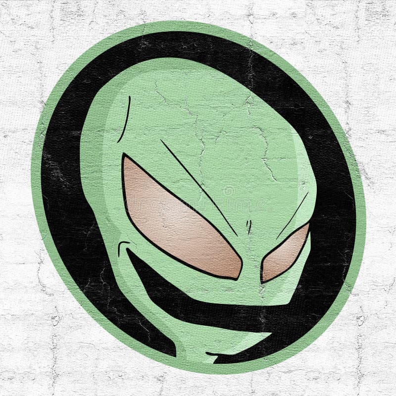 Alien Face Illustration in Brick Wall Stock Vector - Illustration of ...