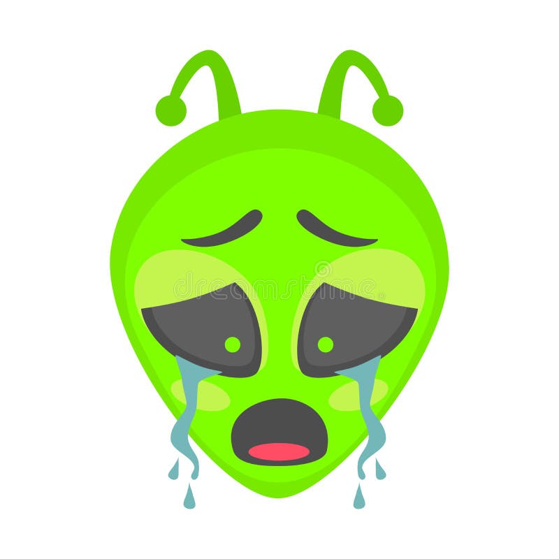 Alien head - Crying stock illustration. Illustration of emoji - 134680193