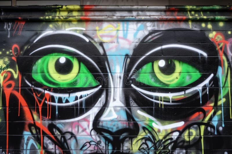 Alien Face with Graffiti Tags, Eyes and Mouth Stock Illustration ...