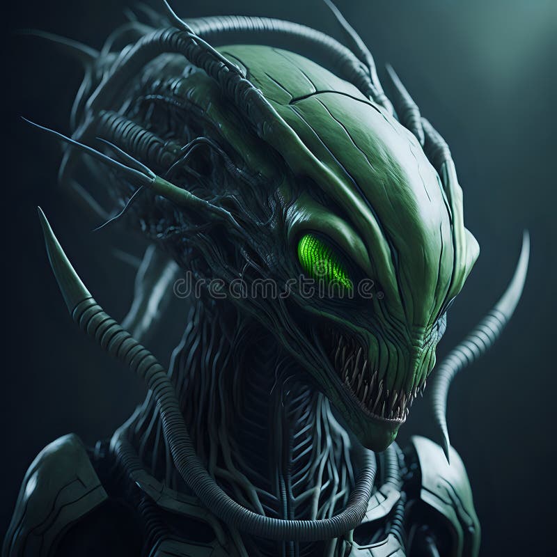 Alien Face Headshot UFO stock illustration. Illustration of space ...