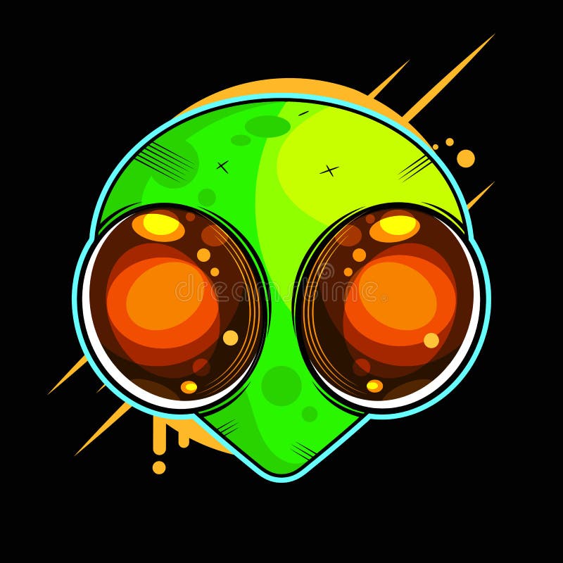 Alien Face with Large Eyes. Extraterrestrial Humanoid Head Vector Stock ...