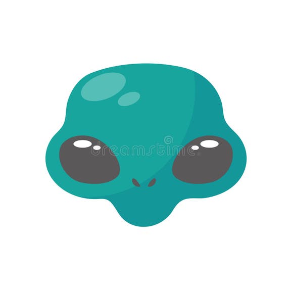 Alien Faces. Green Alien Creature with Big Eyes Stock Vector ...