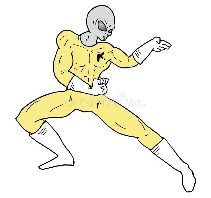 Alien fighter stock vector. Illustration of drawing, karate - 64879425