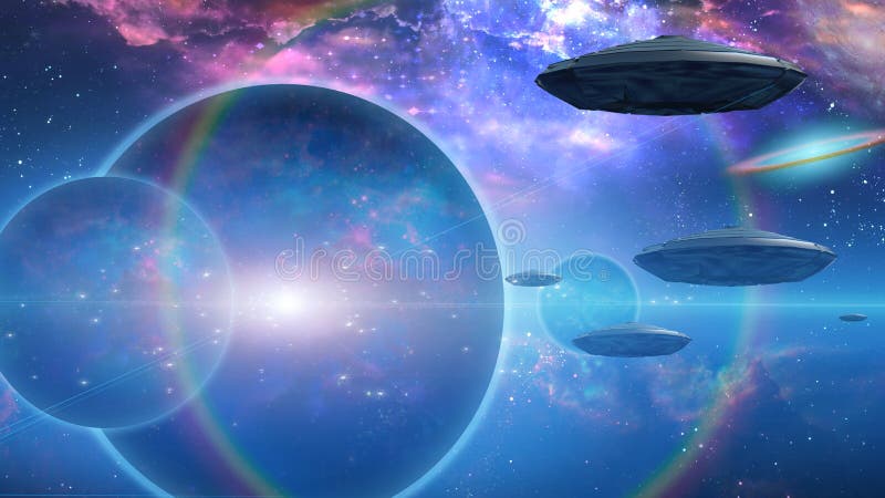Alien Fleet. 3D Rendering stock illustration. Illustration of spaceship ...