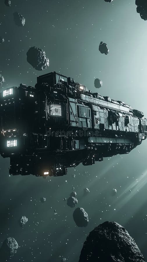 Fleet of Alien Ships Escorting a Colossal Spacecraft Stock Photo ...