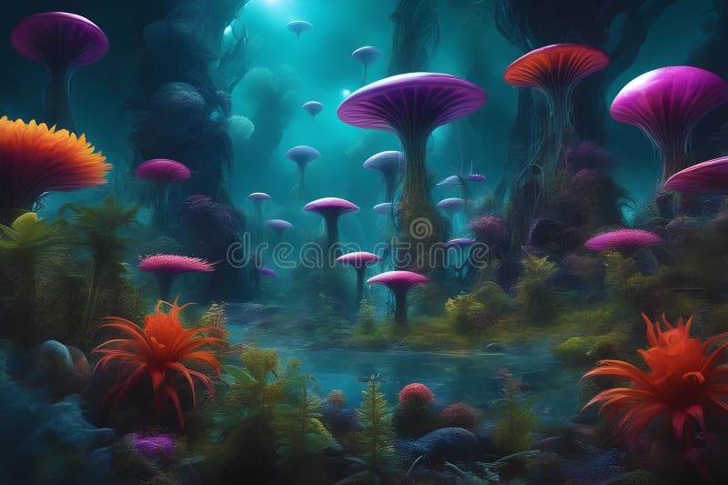 Alien Flora and Fauna Thriving in a Vibrant Ecosystem Generated by Ai ...