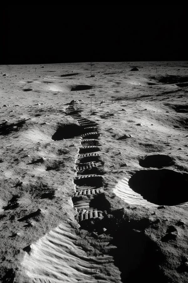 Alien Footprints on the Moon. AI Generated Stock Photo - Image of ...