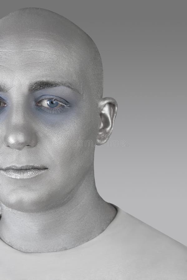 Alien Future Couple Silver Man Fashion Woman Stock Photo - Image of ...