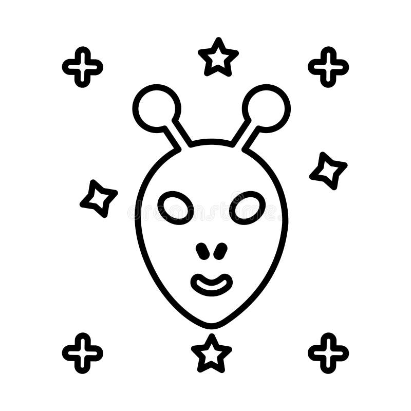 Alien, Galaxy, Science Icon. Outline Icon. Line Vector Sketch. Stock ...