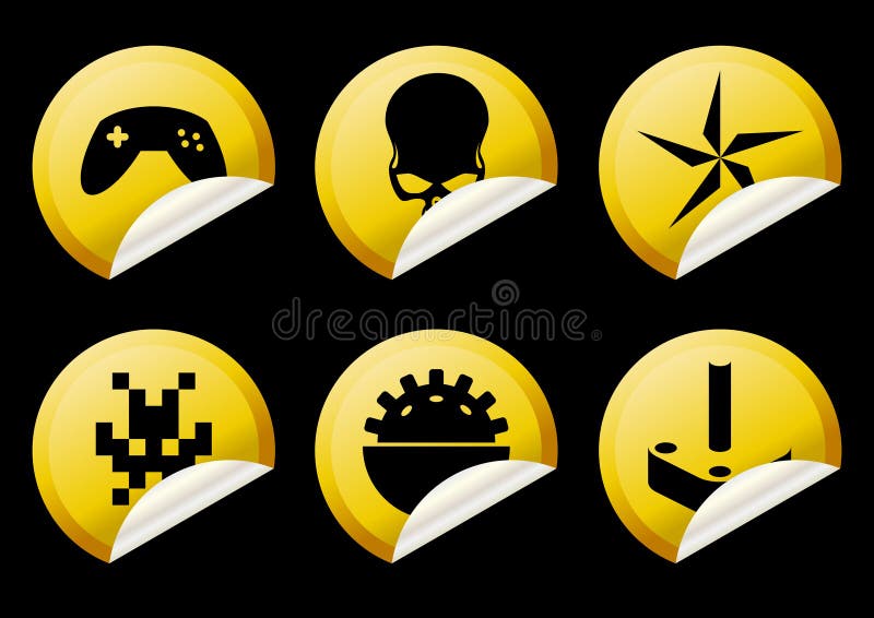 Alien Game Play Yellow Icons Stock Vector - Illustration of illustrated ...