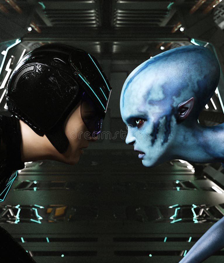 Alien Girl Attack in Spaceship Stock Illustration - Illustration of ...